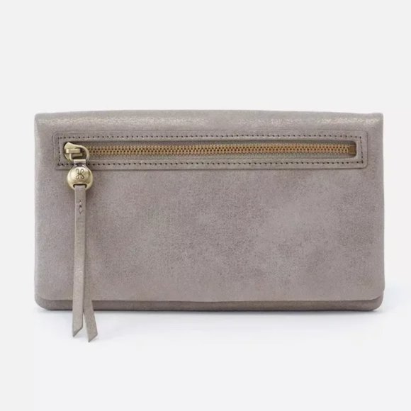 Bags | Nwt New Hobo Lumen Continental Wallet Granite Gold Leather ...